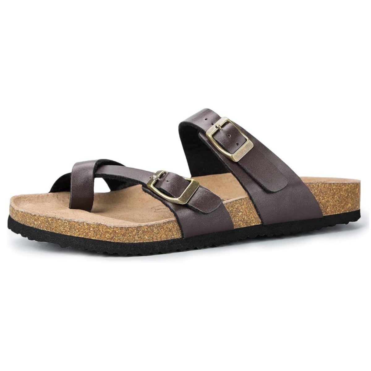 Bocca Women Adjustable Slide Sandals Deep Brown Summer Flip-Flops Ring ...