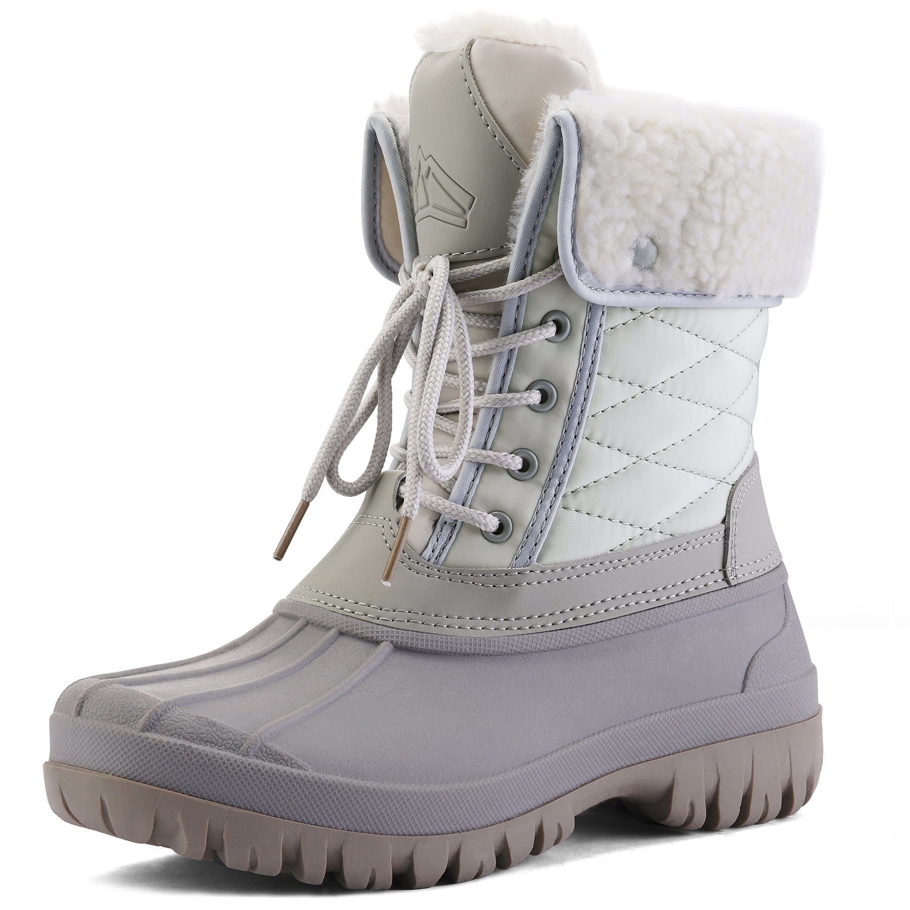 Bocca Women's Insulated Snow Boots Grey Mid-calf Winter Boots Lace-up ...