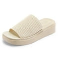 Bocca women Knit Platform Sandals Beige Open Toe 1.8 inch Slide Sandals ...