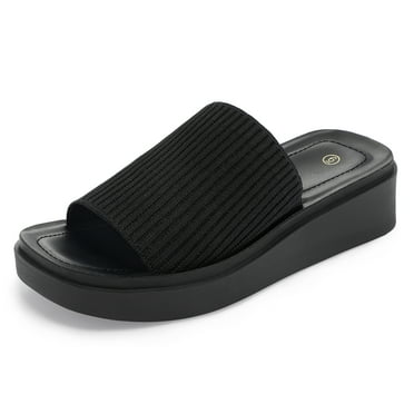 CUSHIONAIRE Women's Stylish Knit Platform Sandals with Memory Foam ...