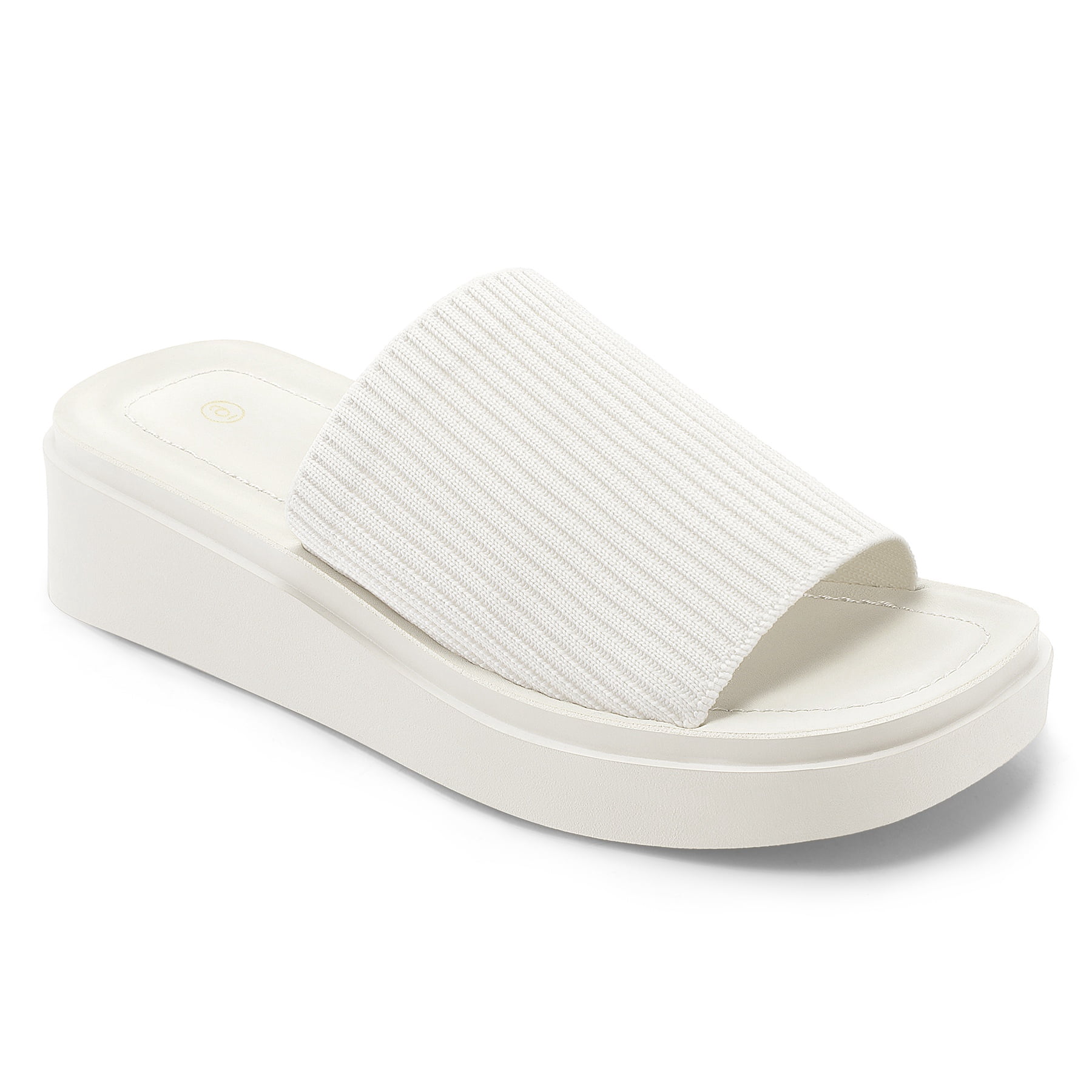 Bocca women Knit Platform Sandals White Open Toe 1.8 inch Slide Sandals ...