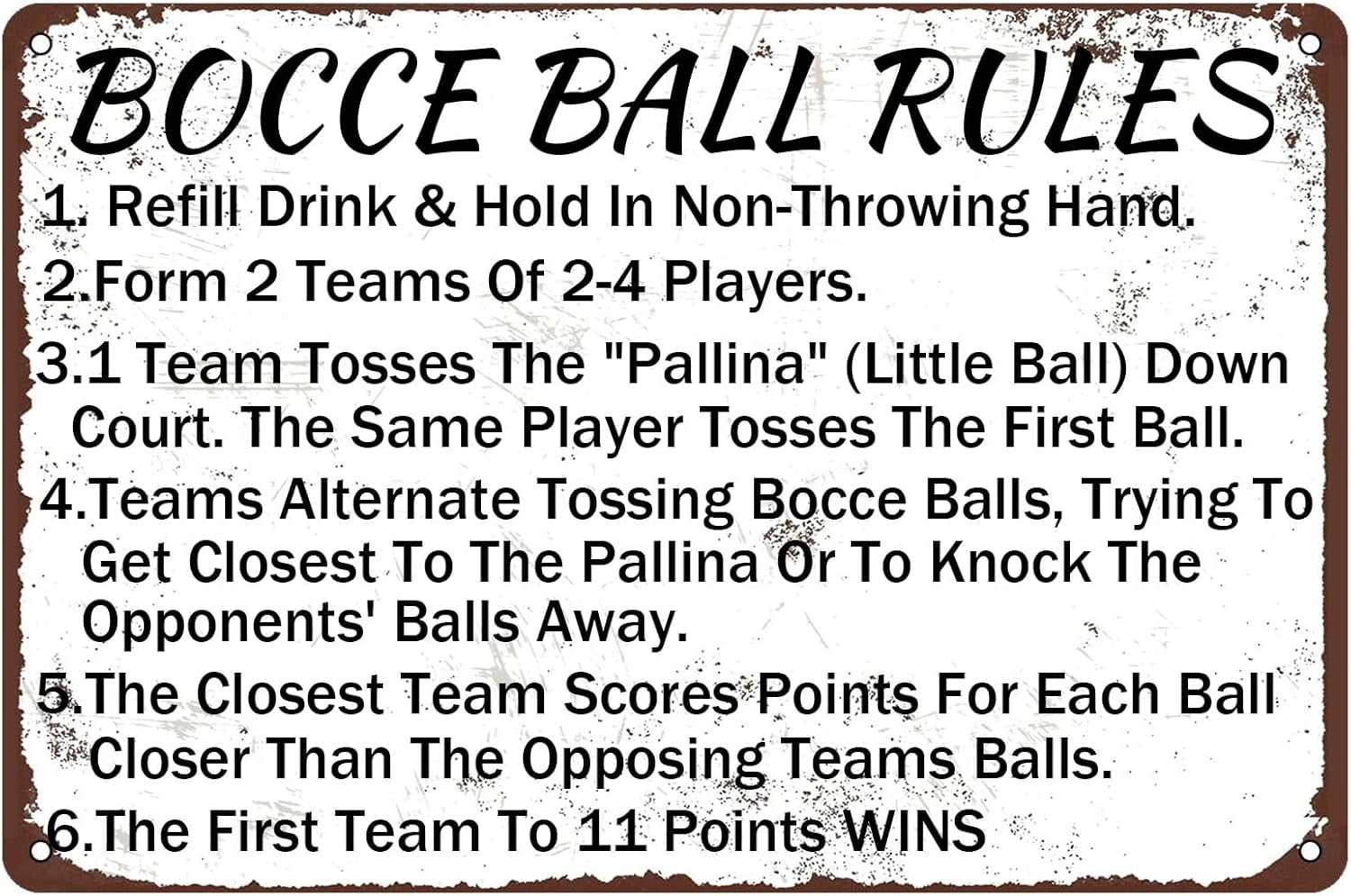 Bocce Ball Rules Vintage Metal Signs for Outdoor,Scoring Rules Poster ...