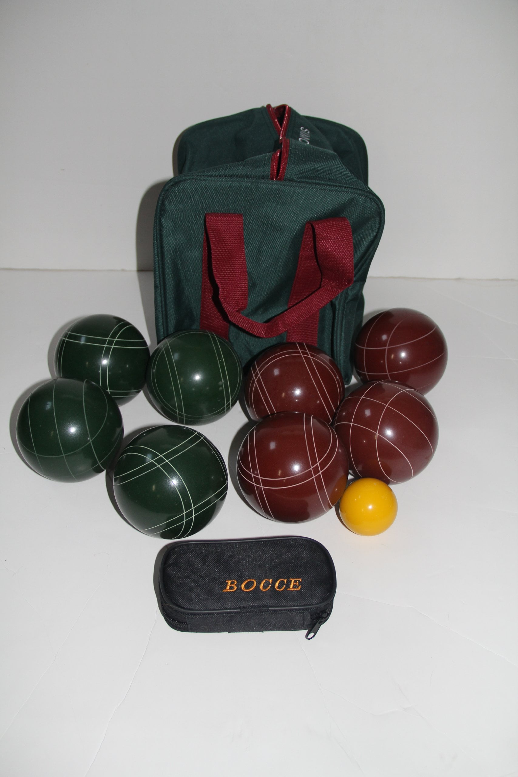 Bocce Package - EPCO 107mm red and Green Bocce Set and 33mm Metal ...