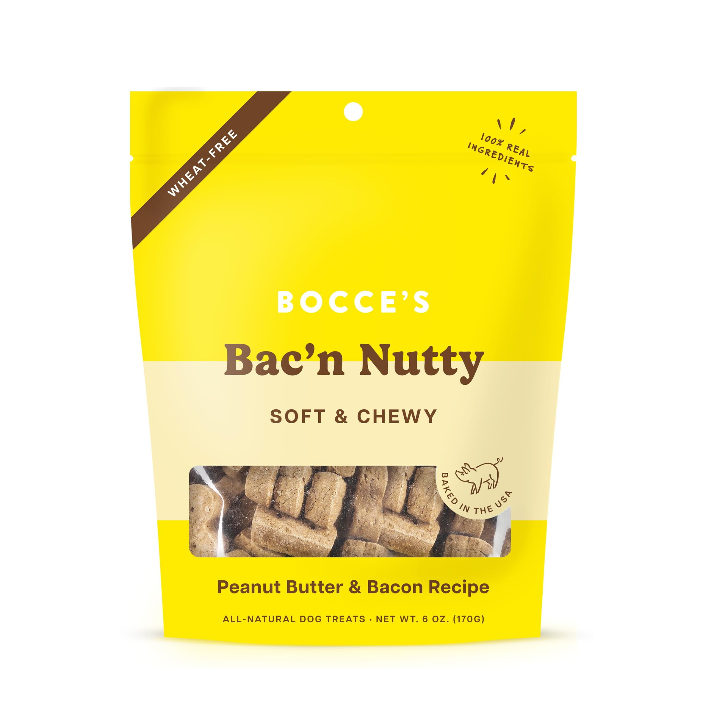 Bocce's Bakery Bac'n Nutty SBF3 Soft & Chewy Dog Treats, Wheat-Free PB ...
