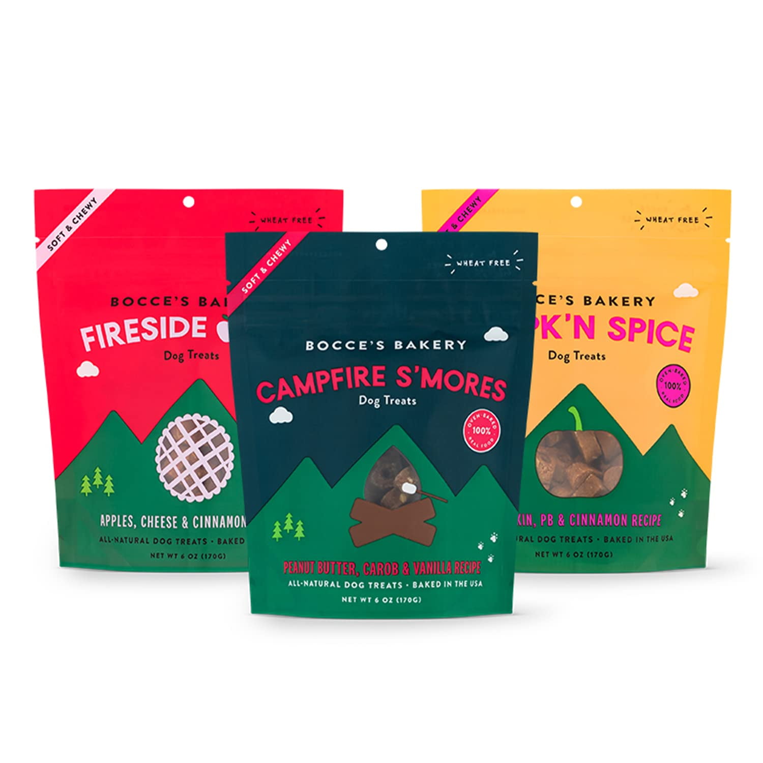 Bocce's Bakery by The Fire Assorted Treat Bundle for Dogs, Wheat-Free ...