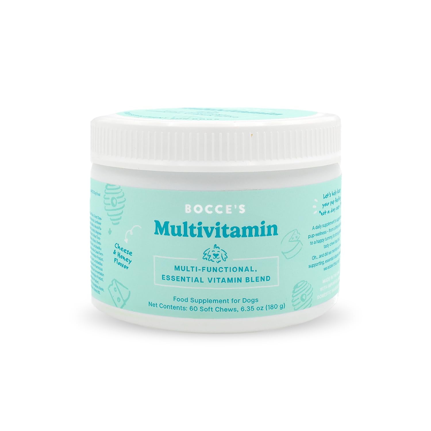 Bocce's Bakery Multivitamin Supplement DHF10 for Dogs, Multi-Functional ...