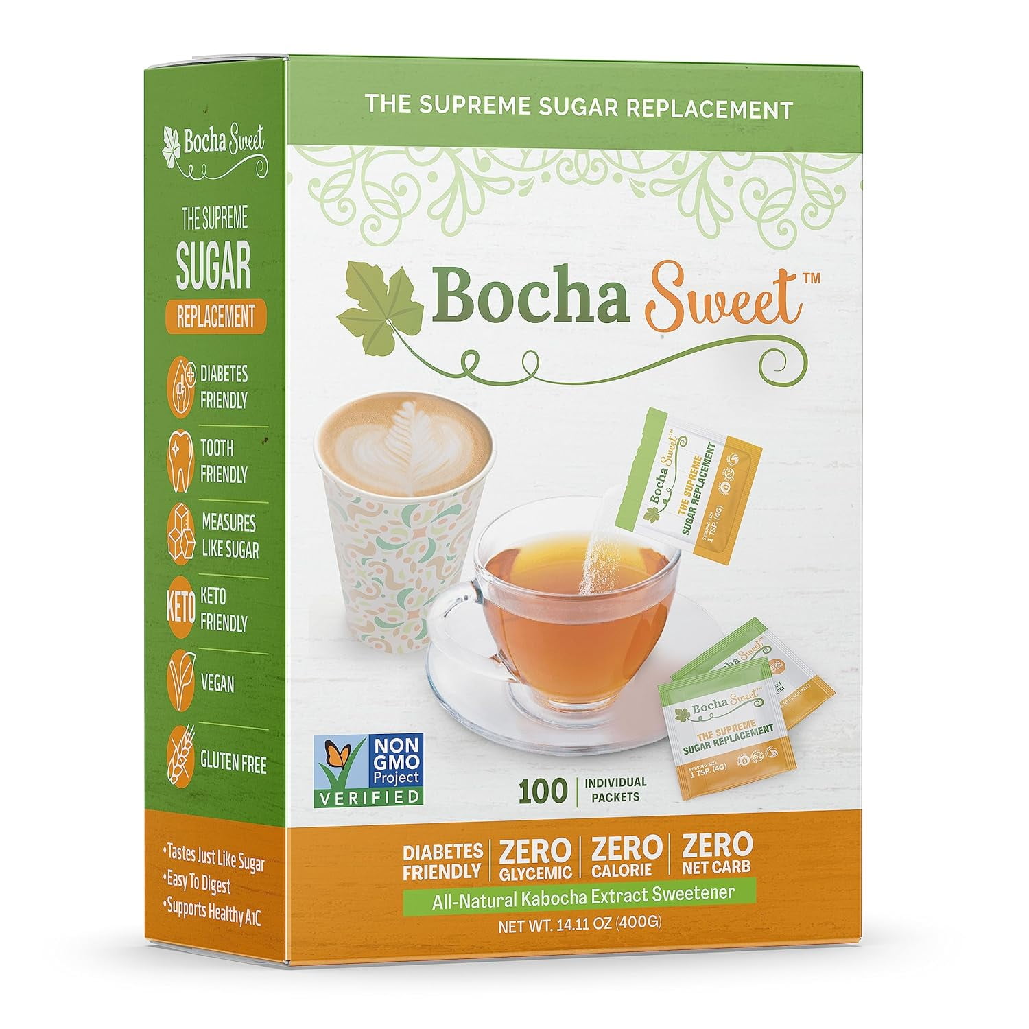 BochaSweet Individual Granular Sweetener Packets - Zero Calorie Sugar ...