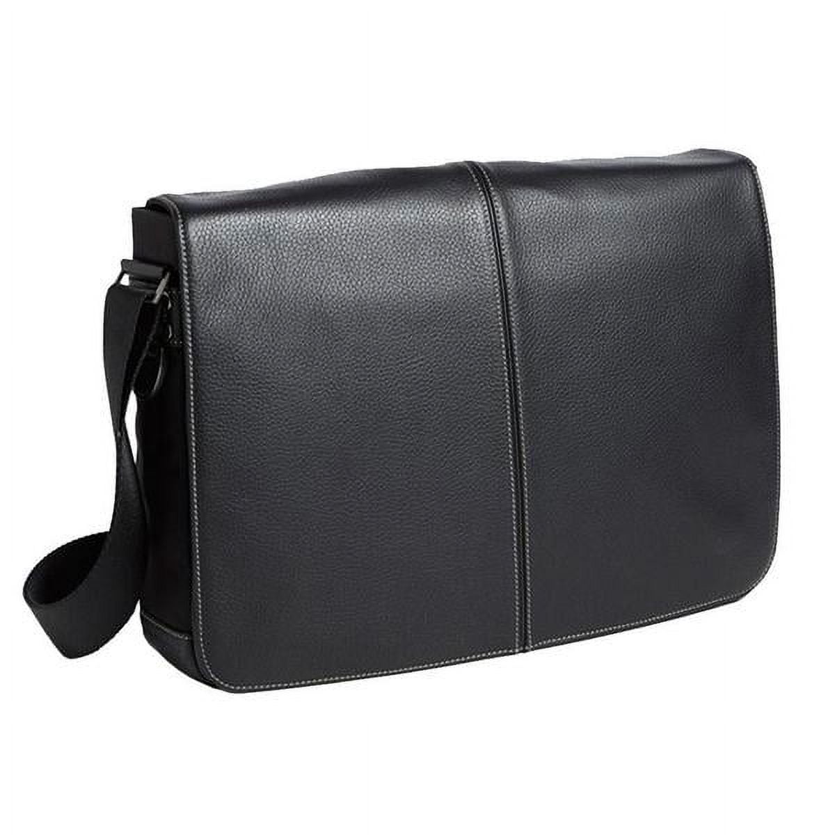 Boconi Tyler Tumbled Slim Messenger Bag in Black with Khaki - Walmart.com