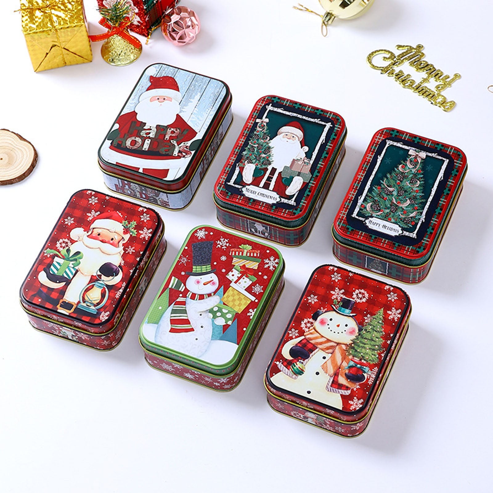 Bocqde Christmas Decorations Christmas Cookies Tin Boxes Large Holiday ...