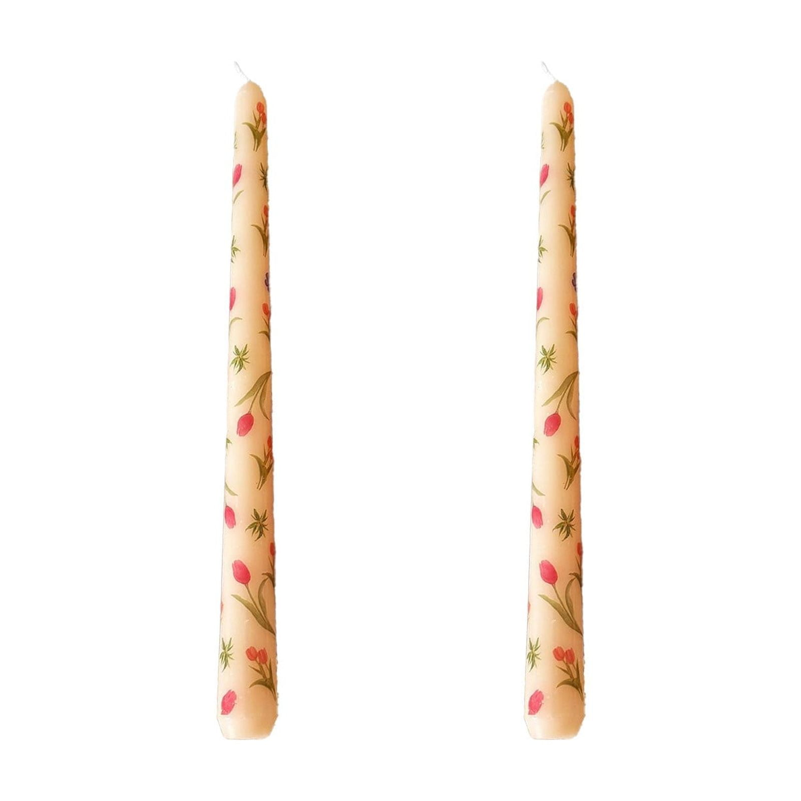 Qholemyo Flower Printed Long Pole Candle Romantic Wedding Candlelight ...