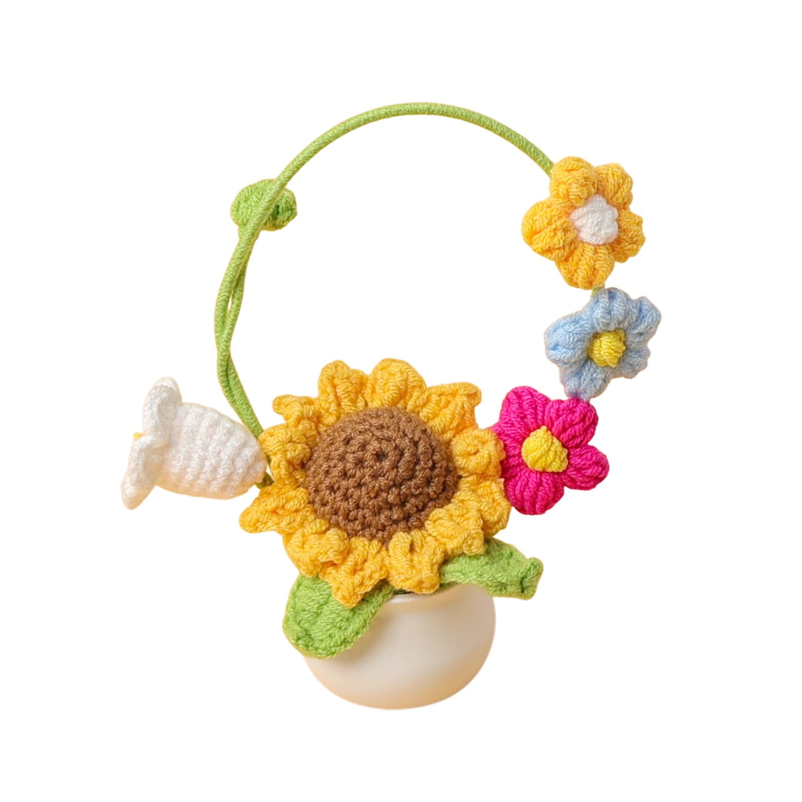 Qholemyo Handmade Home Decoration Yarn Weaving Simulated Flower Desktop ...