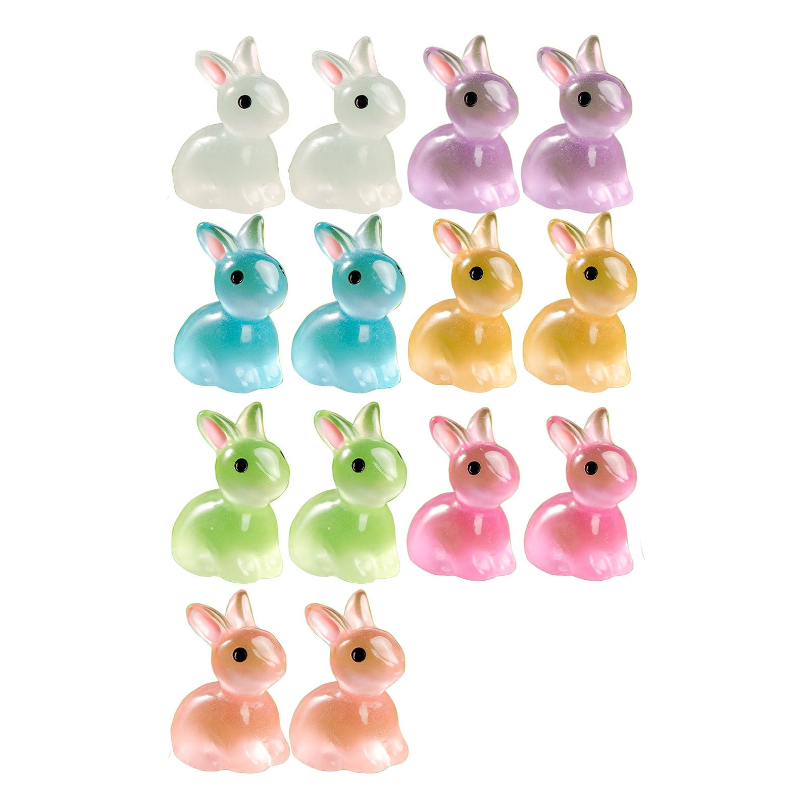 Bocqde Kids Educational Toys 14 PCS Luminous Mini Resin Bunny Plastic ...