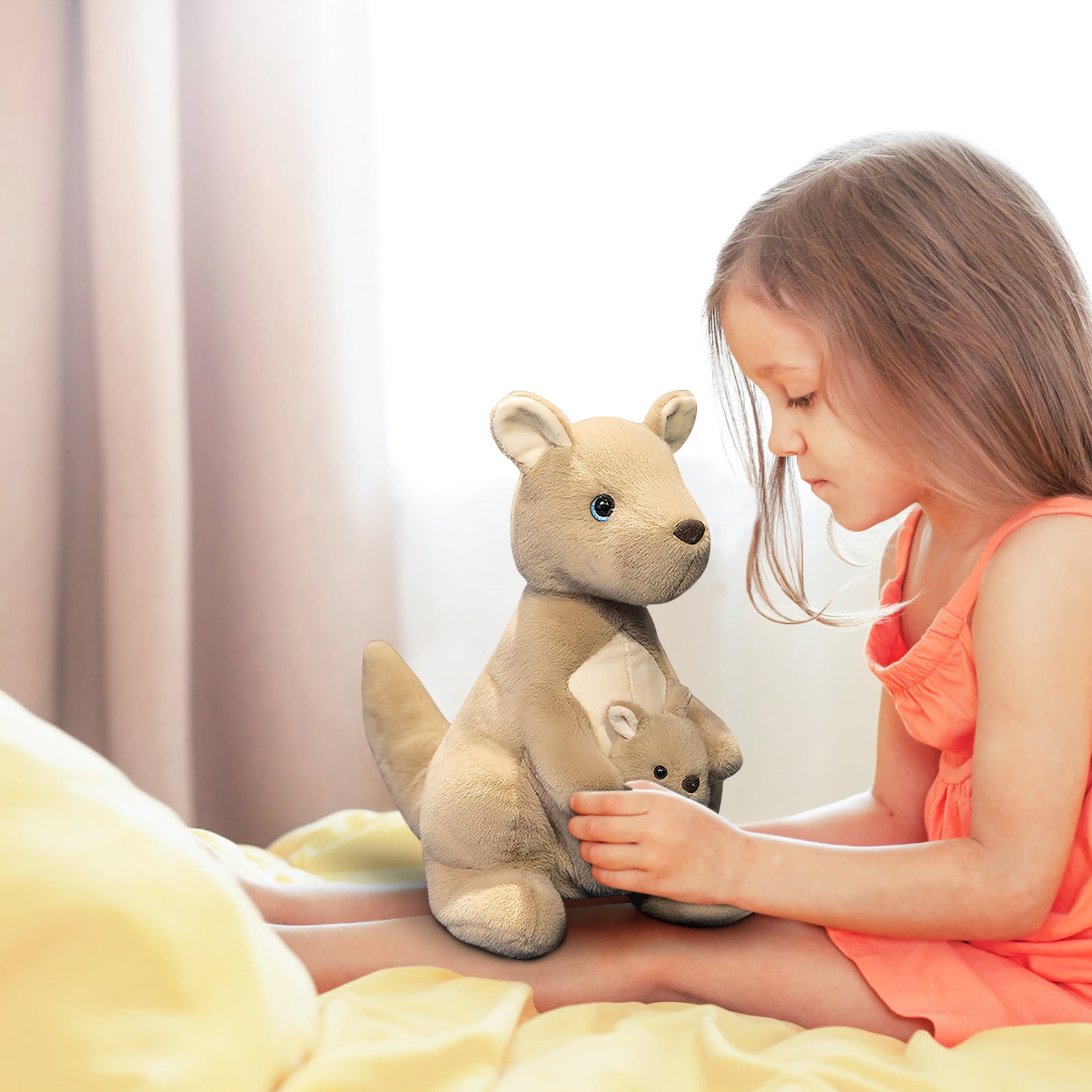 Bocqde Plush Toys, Stuffed Animals, Kangaroo Toys Realistic Mother and Baby Set Soft Doll ...