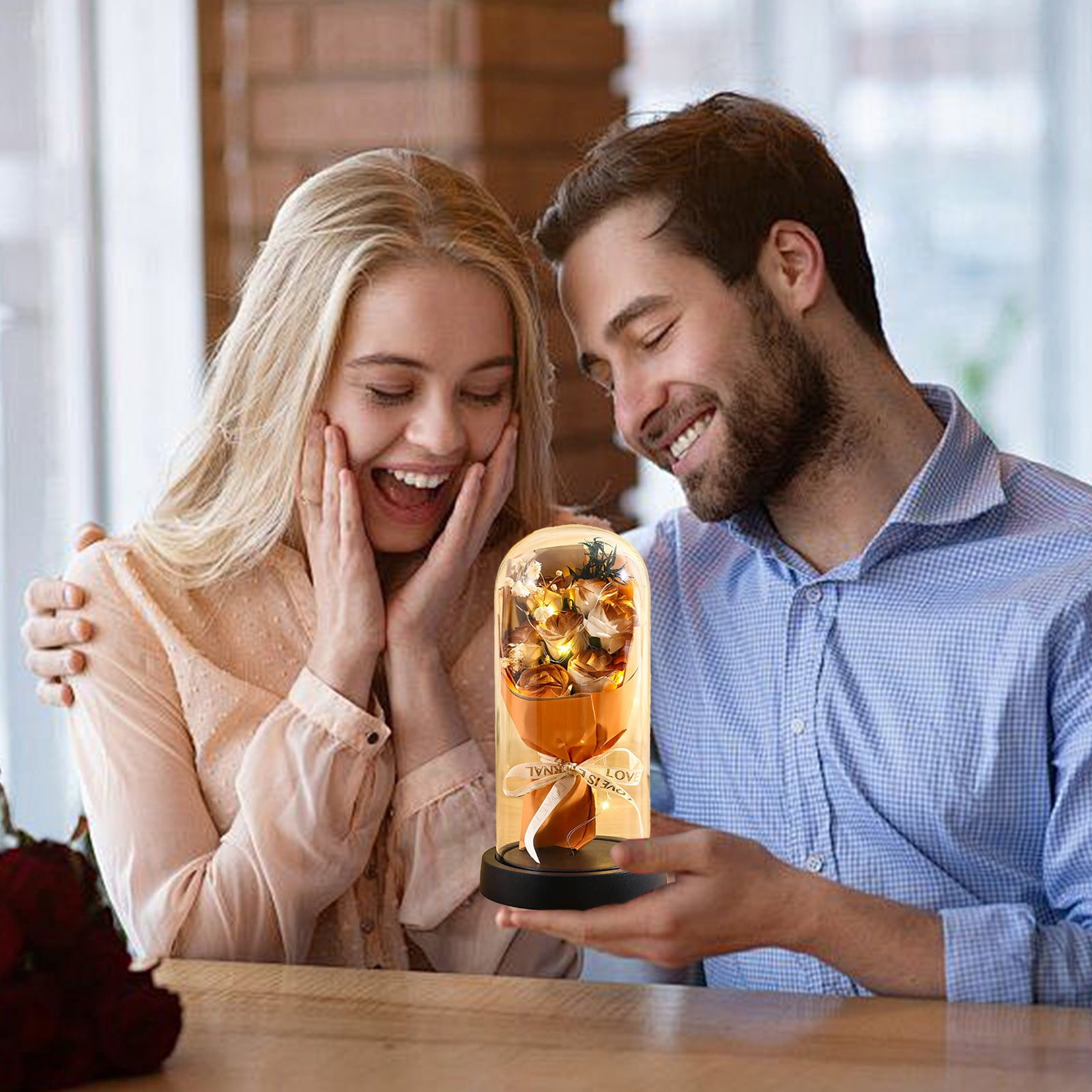 Bocqde Preserved Flowers Gifts for Her Preserved Rose Bouquet in Glass ...