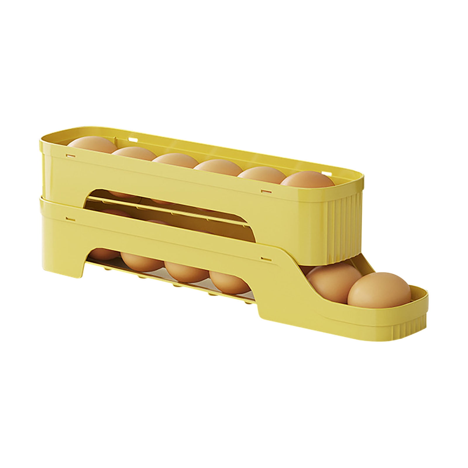 Qholemyo Refrigerator Egg Rack Transparent Rolling Egg Dispenser Space ...