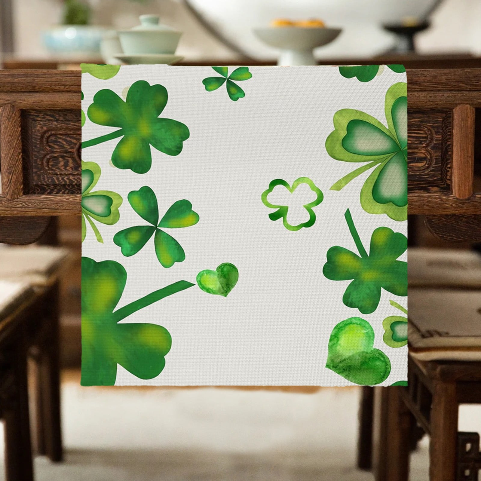 Bocqde St. Patrick's DaySt Patricks Day Clovers Linen Tablecloth with ...