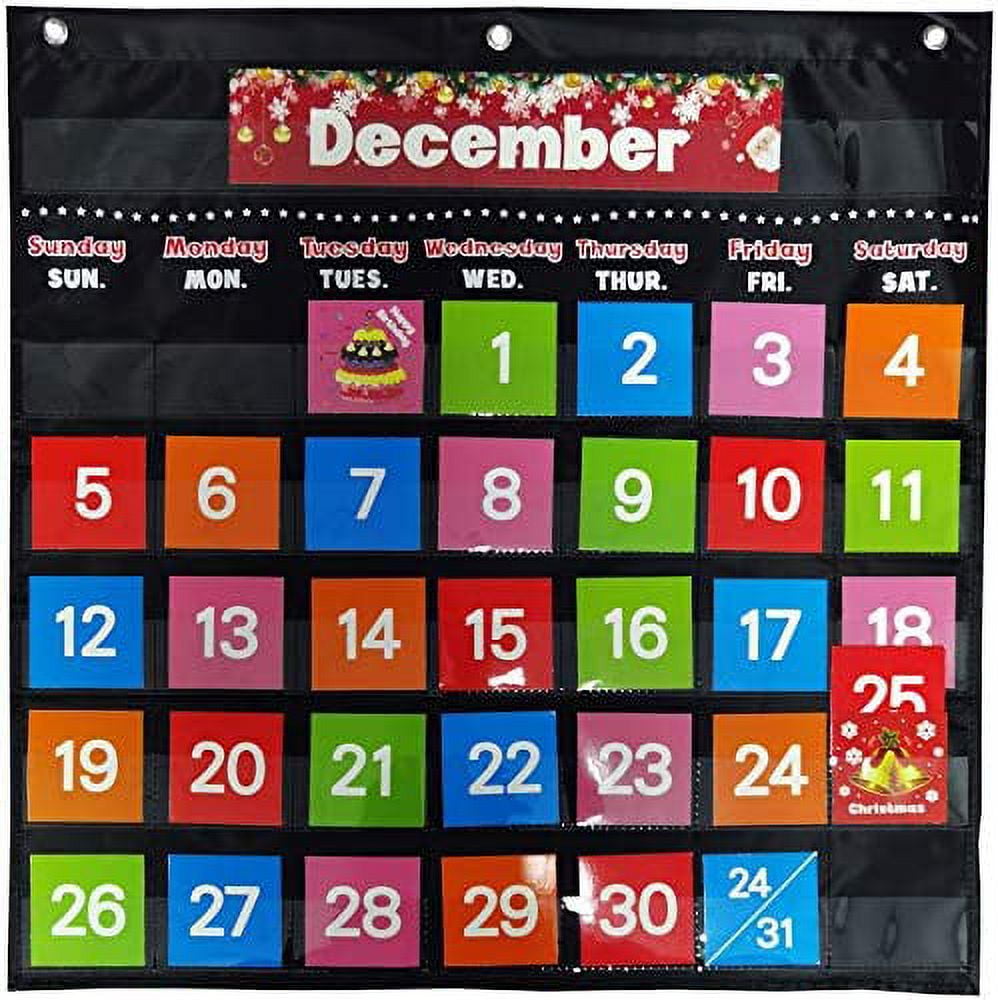 Boczif Monthly Calendar Pocket Chart for Classroom with 88 Cards ...
