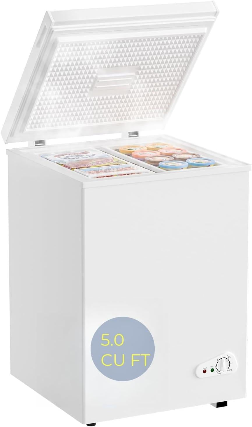 Bodacious Ultra Quiet Deep Freezer - 5.0 Cu Ft Compact Chest Freezer ...