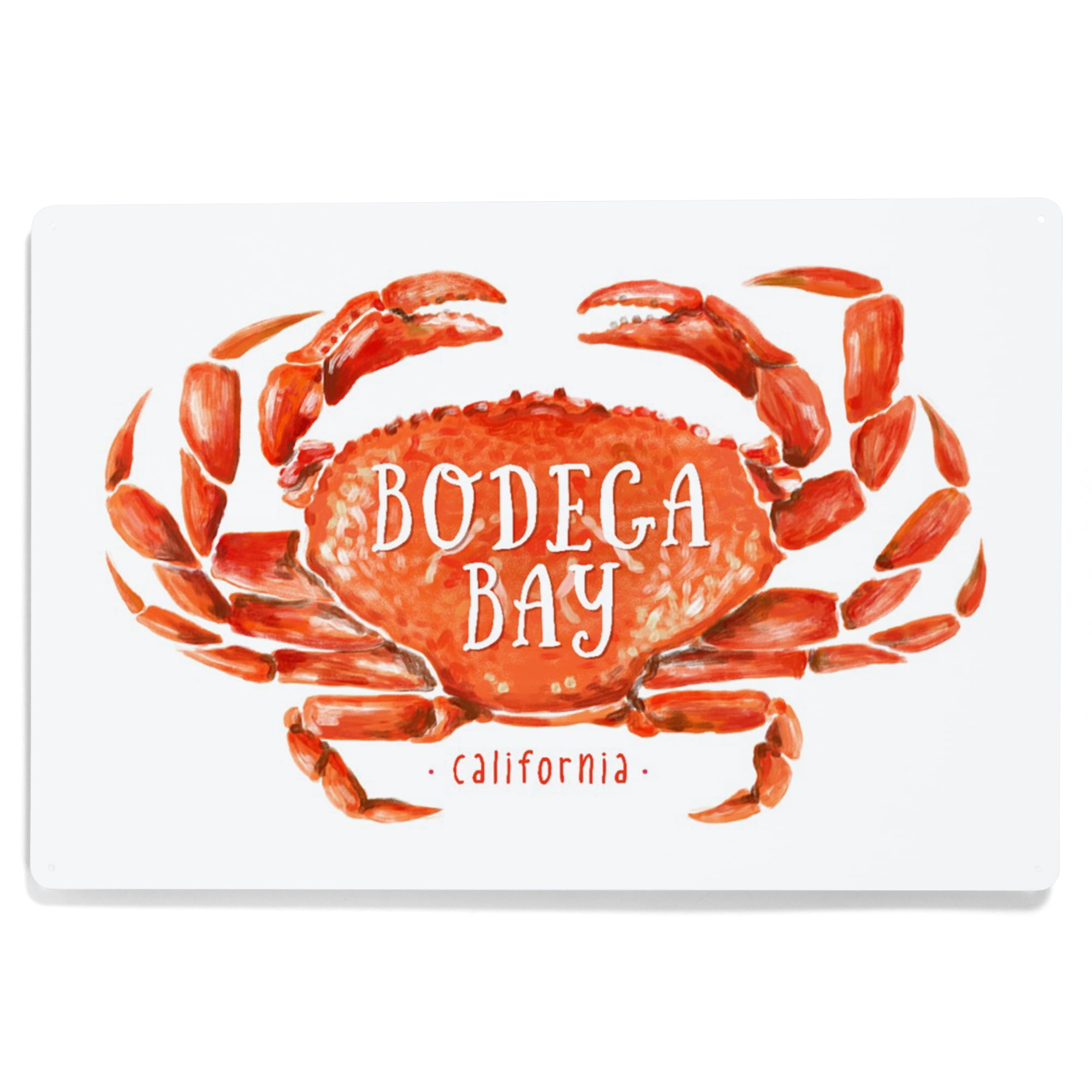 Bodega Bay, California, Dungeness Crab, Watercolor (12x18 Aluminum Art ...