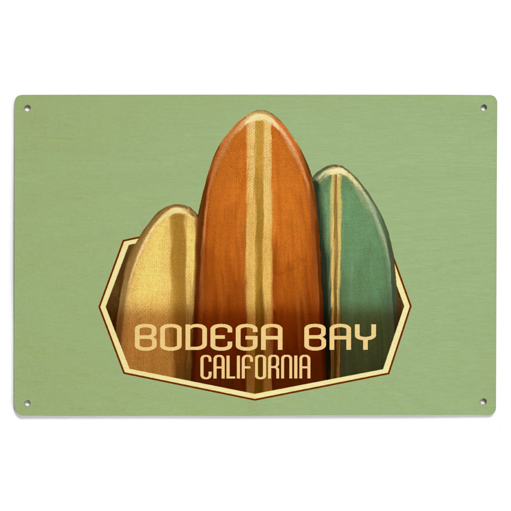 Bodega Bay, California, Surfboards, Oil Painting, Contour Birch Wood ...