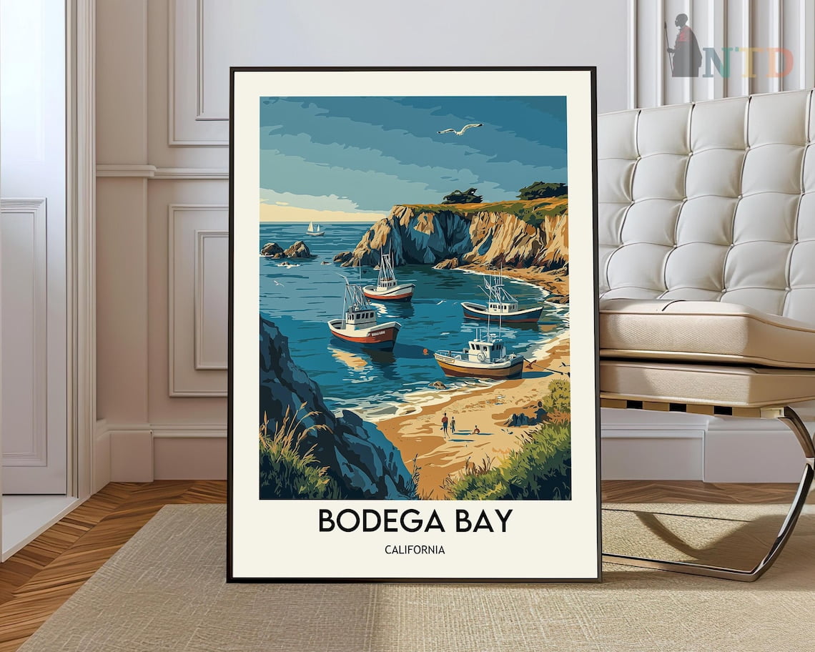 Bodega Bay Travel Poster, Bodega Baybodega Bay Poster Print, Bodega Bay ...