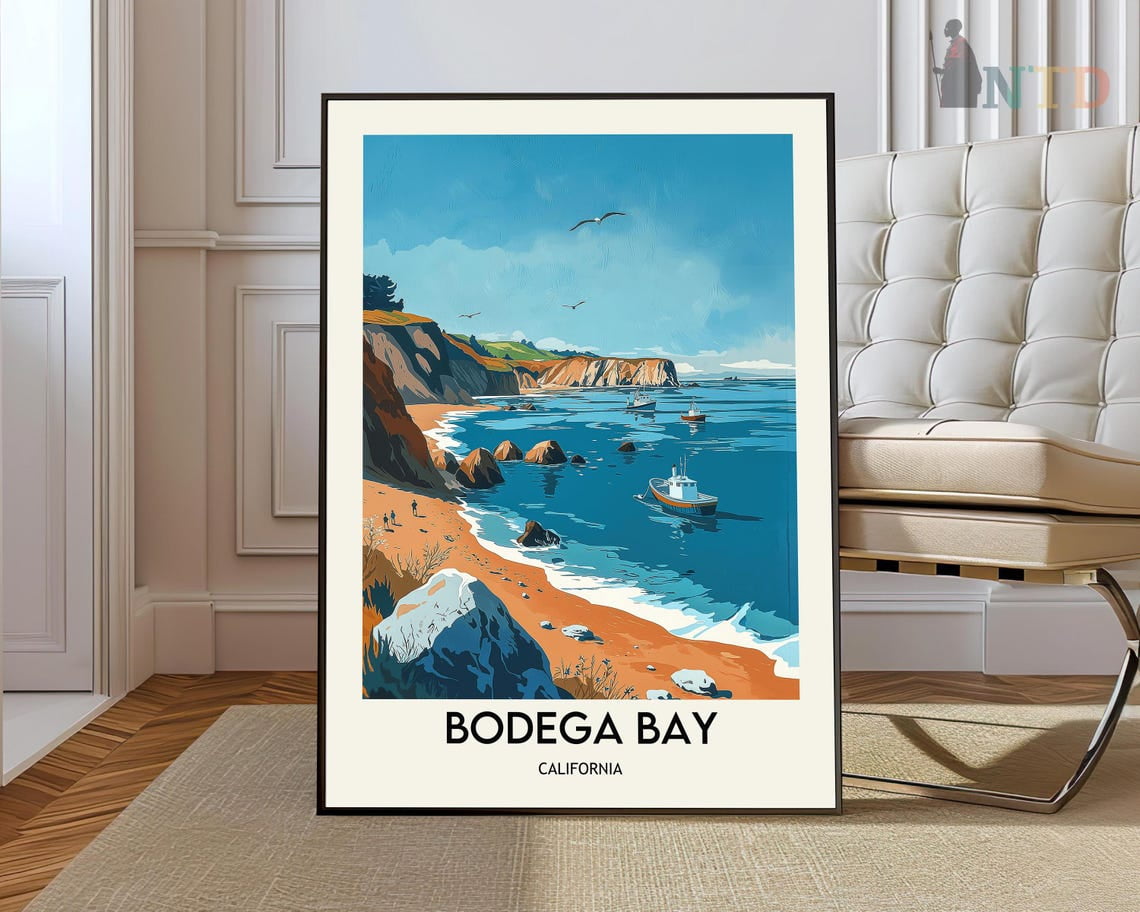 Bodega Bay Travel Poster, Bodega Baybodega Bay Poster Print, Bodega Bay ...