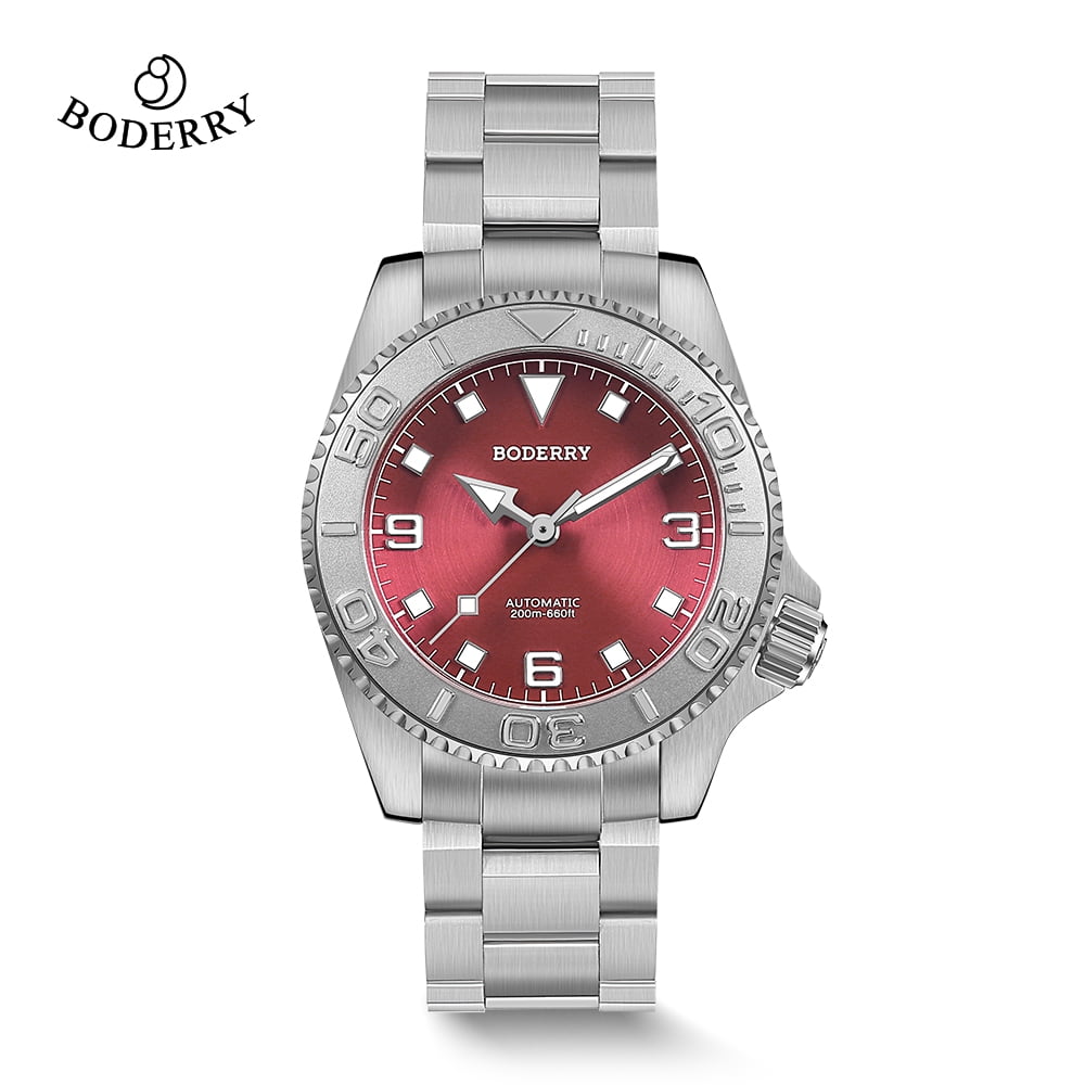 Boderry ADMIRAL Diver Watches 3-Hand No Date 200M Waterproof Titanium ...