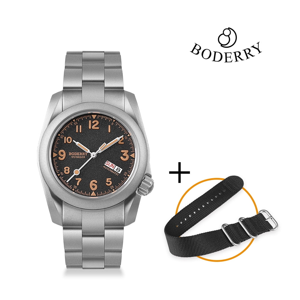 Boderry Voyager Field Watch Titanium Automatic Dive Wristwatch 100M ...