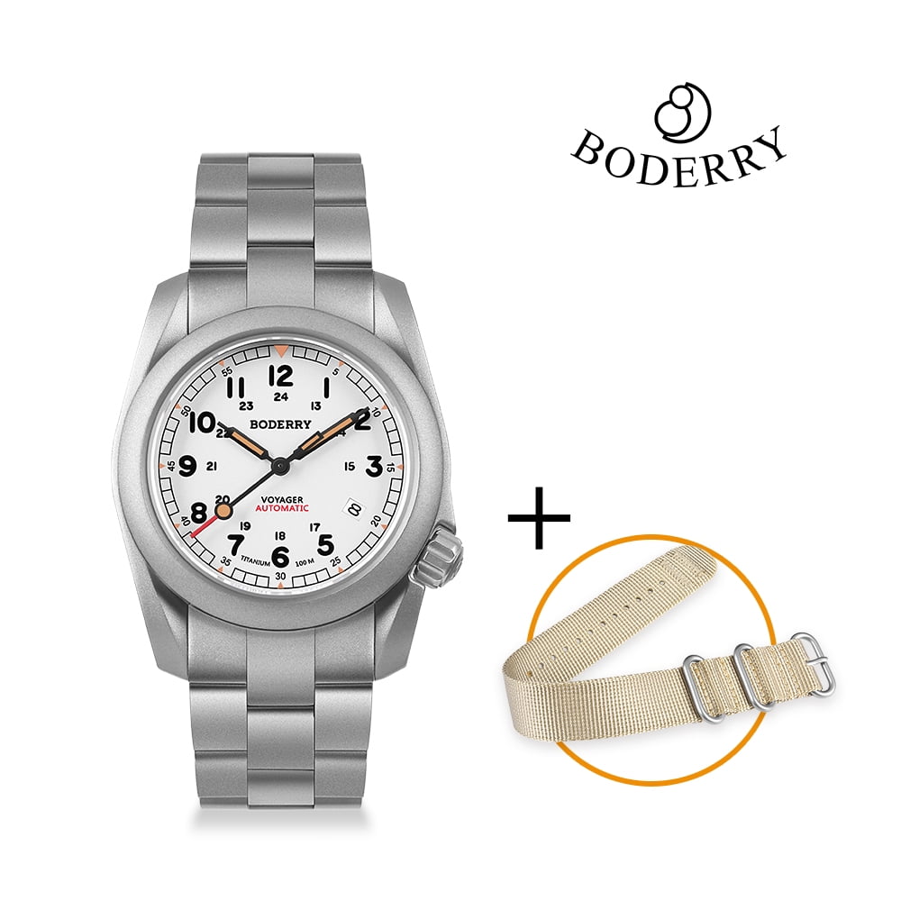 Boderry Voyager Field Watch Titanium Automatic Dive Wristwatch 100M ...