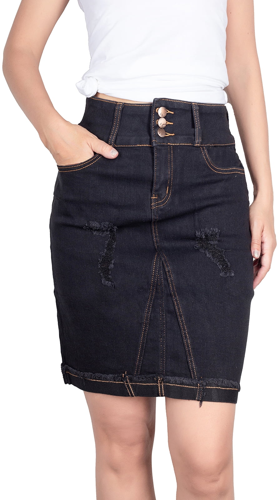 BodiLover, Women's, Solid Color Form Fitting Body Con Mini Skirt, Black ...