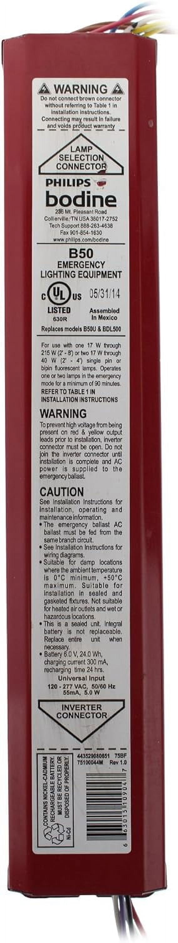 Bodine B50 Fluorescent Emergency Ballast, T5 T8, 2 Lamp, 120/277V - Walmart.com