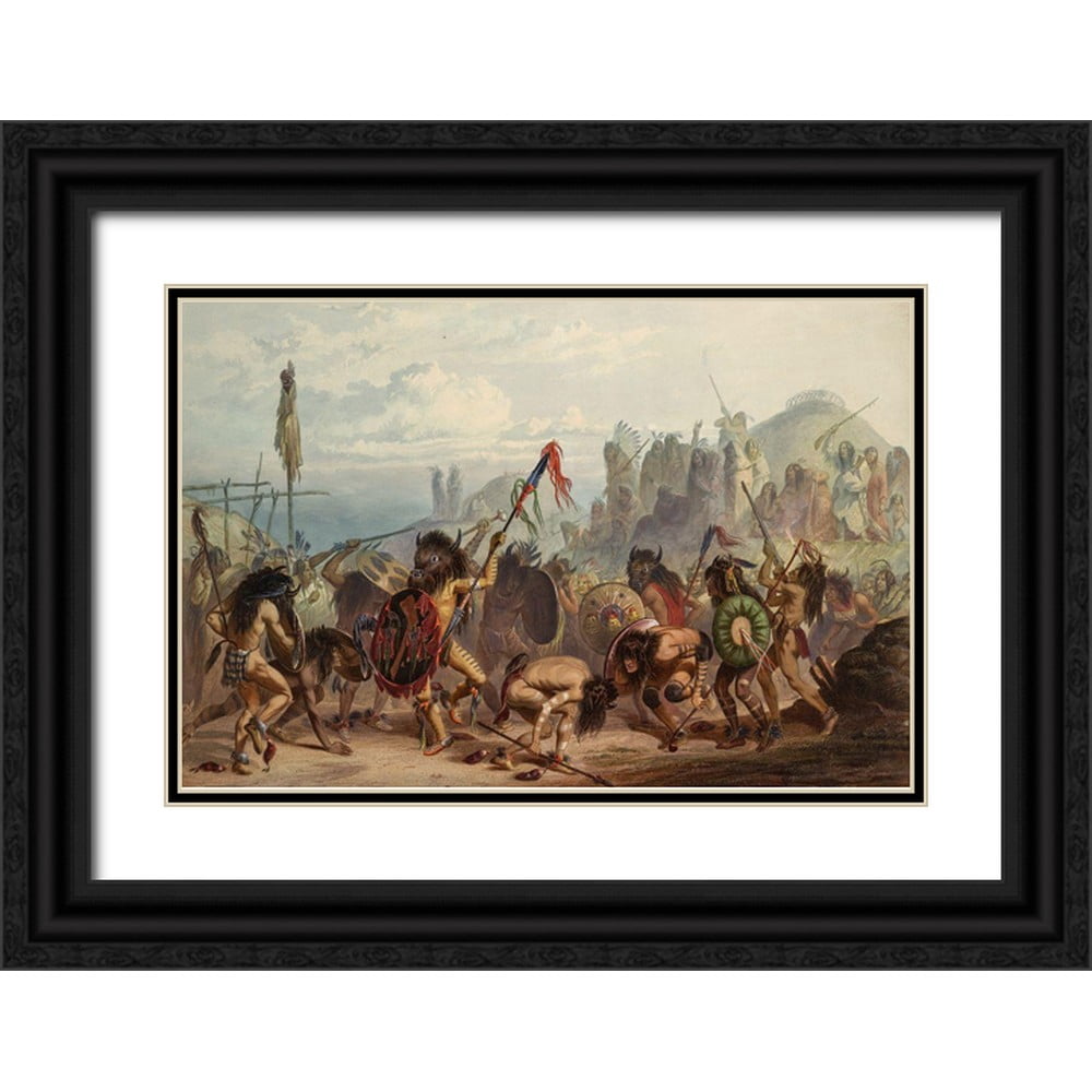 Bodmer, Karl 24x17 Black Ornate Wood Framed with Double Matting Museum ...