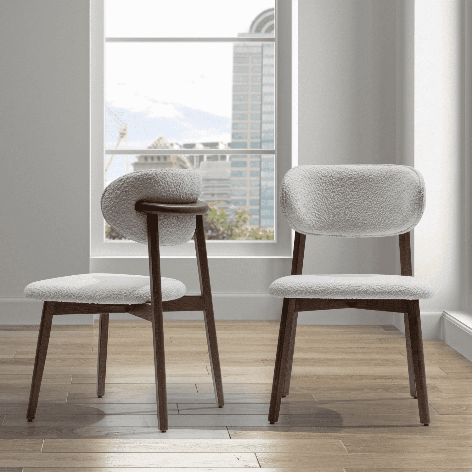 Bodrum Dining Chair Set of 2 Walnut Finish Upholstered Performance ...
