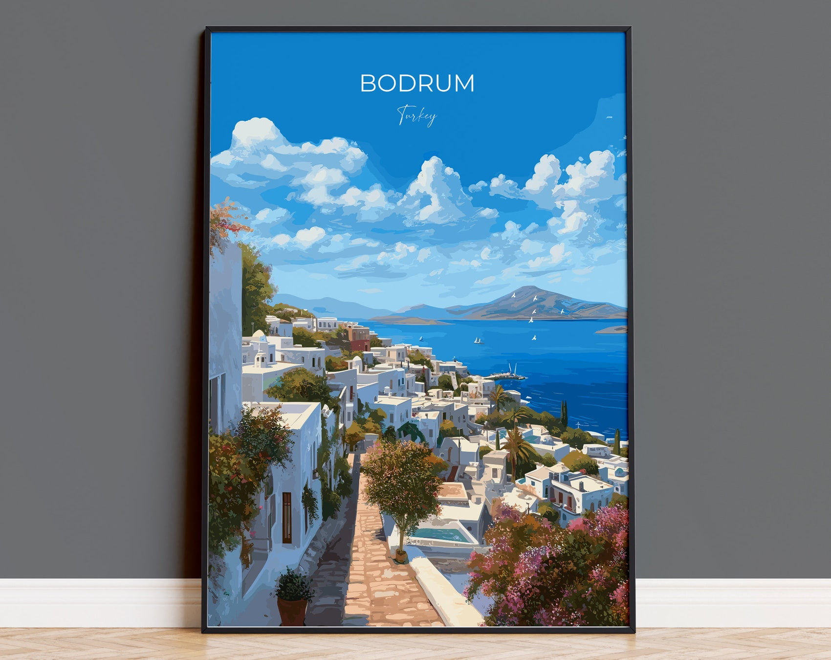 Bodrum Travel Poster, Travel Print of Bodrum, Turkey Poster, Bodrum ...