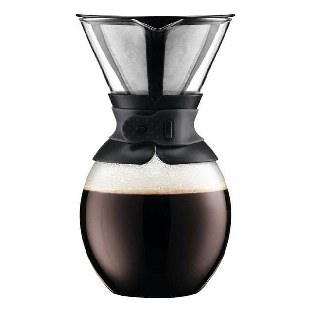 Bodum POUR OVER Coffee Maker with Permanent Filter, 1.5 L, 51 Oz, 12 Cups, Black - Walmart.com