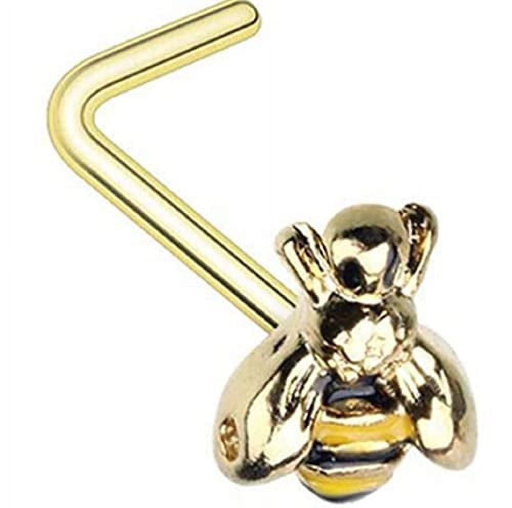 Body Accentz 20 Gauge Buzz Bumble Bee L-Shape Nose Stud All 316L ...