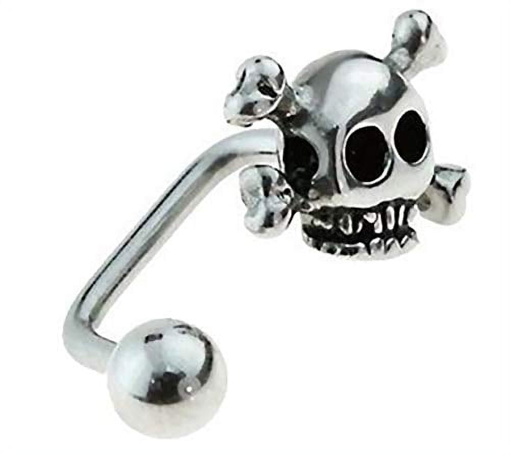 Body Accentz 316L Surgical Steel LIPPY Loop W/Skull 16 Gauge 5/16" bar ...