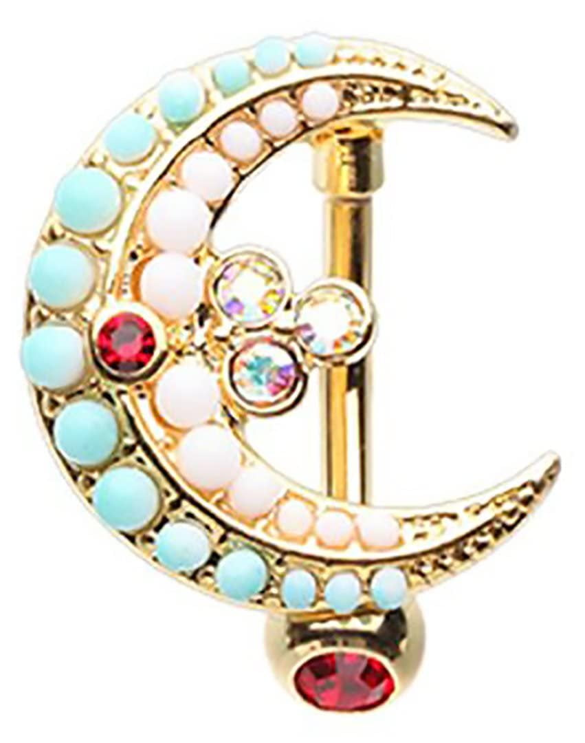 Body Accentz Belly Button Ring Moon Drop Top Down Reverse Navel Jewelry ...