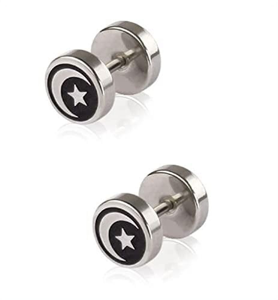 Body Accentz® Earrings Rings Fake CZ Moon Stars Cheater Plug 16 Gauge ...