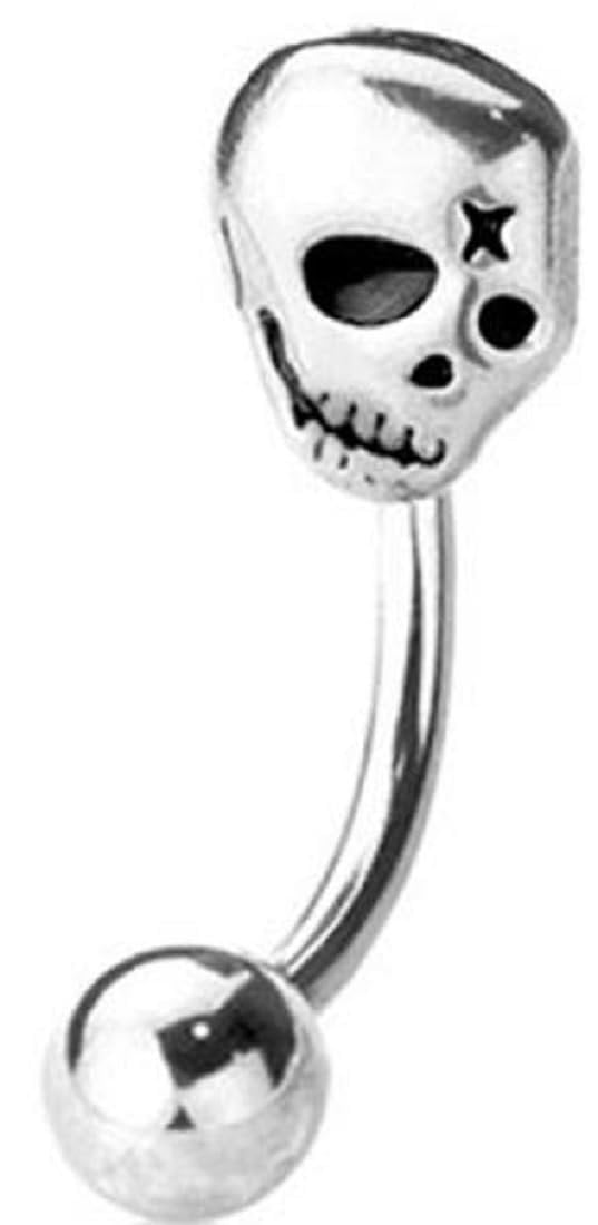 Body Accentz Eyebrow Ring X skull head Curved bar - Walmart.com