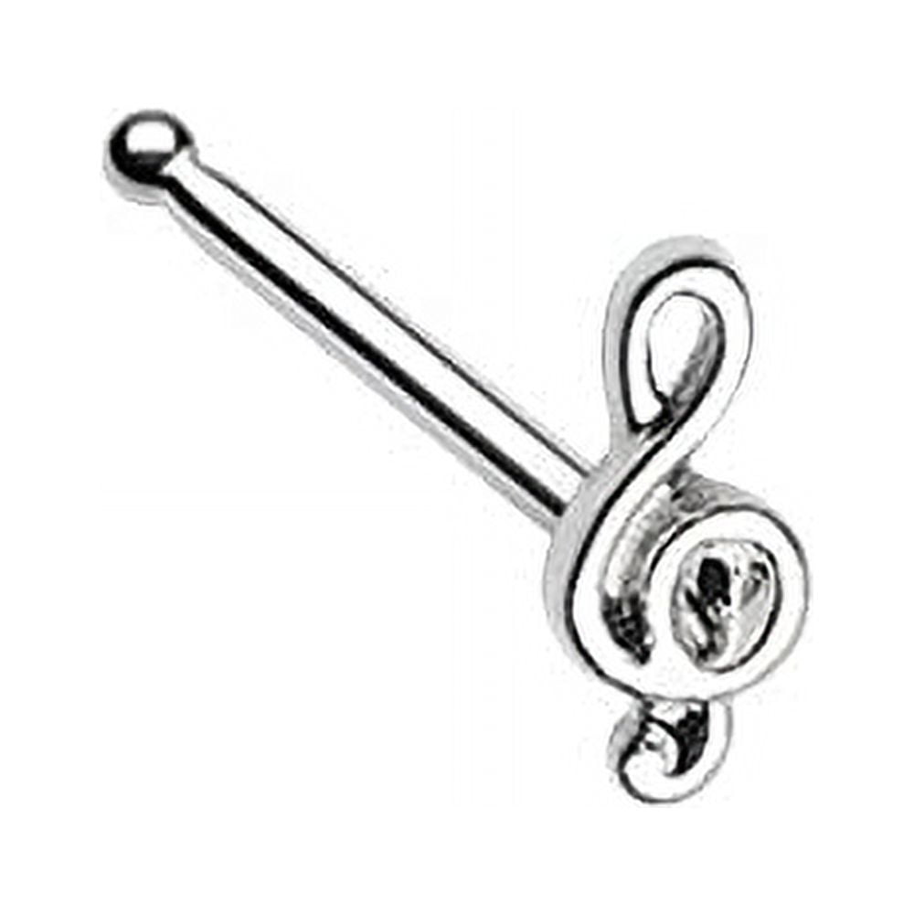 Body Accentz Nose Ring 20g Treble Clef Music Note Nose Stud Ring 316L ...