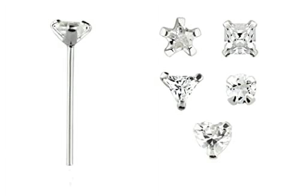 Body Accentz Nose Ring Stud Sterling Silver self Bending Prong Setting ...