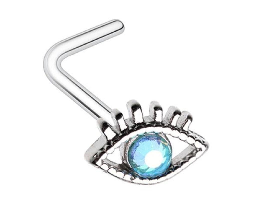 Body Accentz Nose Stud L-shaped All Seeing Evil Eye ring design tops Ax ...