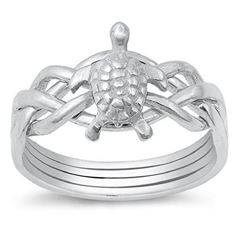 Body Accentz Silver Ring - Turtle Puzzle Ring .925 (8) - Walmart.com