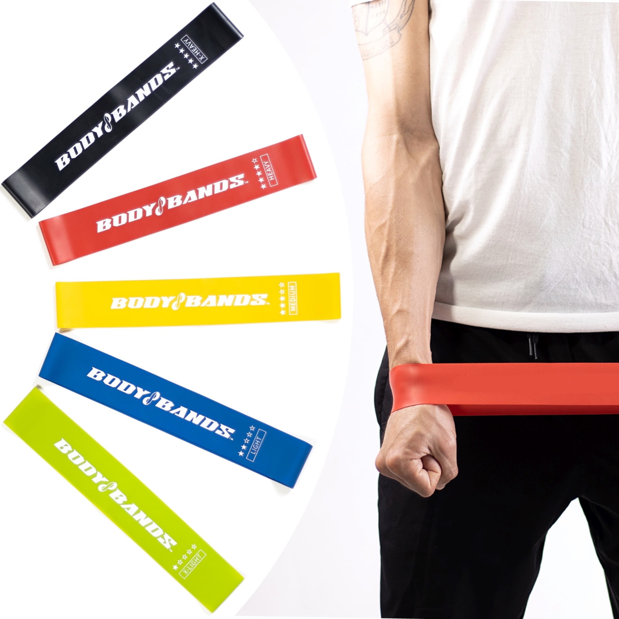 Body Bands 5-Piece Exercise Bands Set with Guide and Carry Bag ...