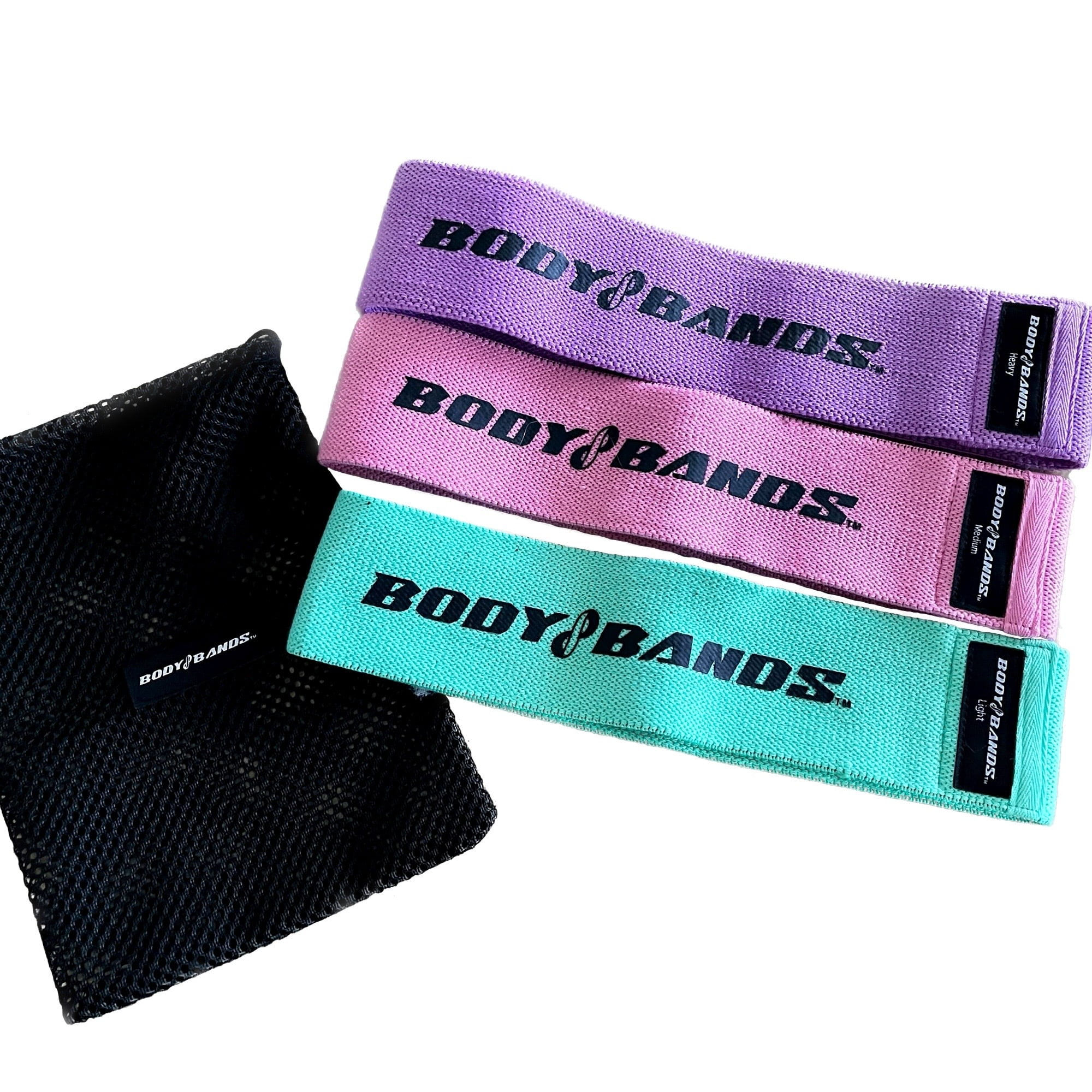 Body Bands, Anti-Slip Cloth Exercise Bands with 4-Piece Carry Bag ...