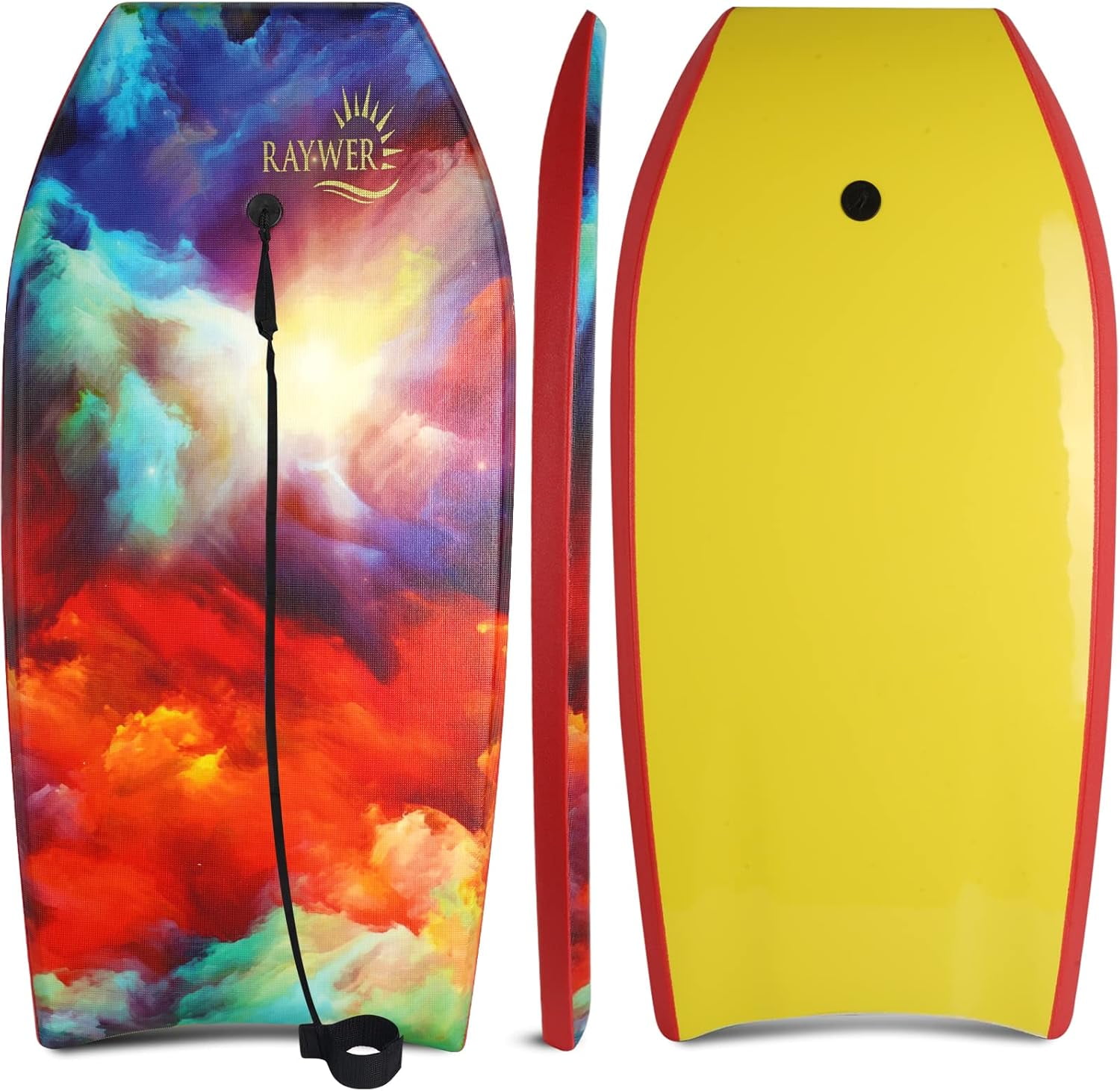 Body Board Lightweight with EPS Core, HDPE Slick Bottom, Leash ...