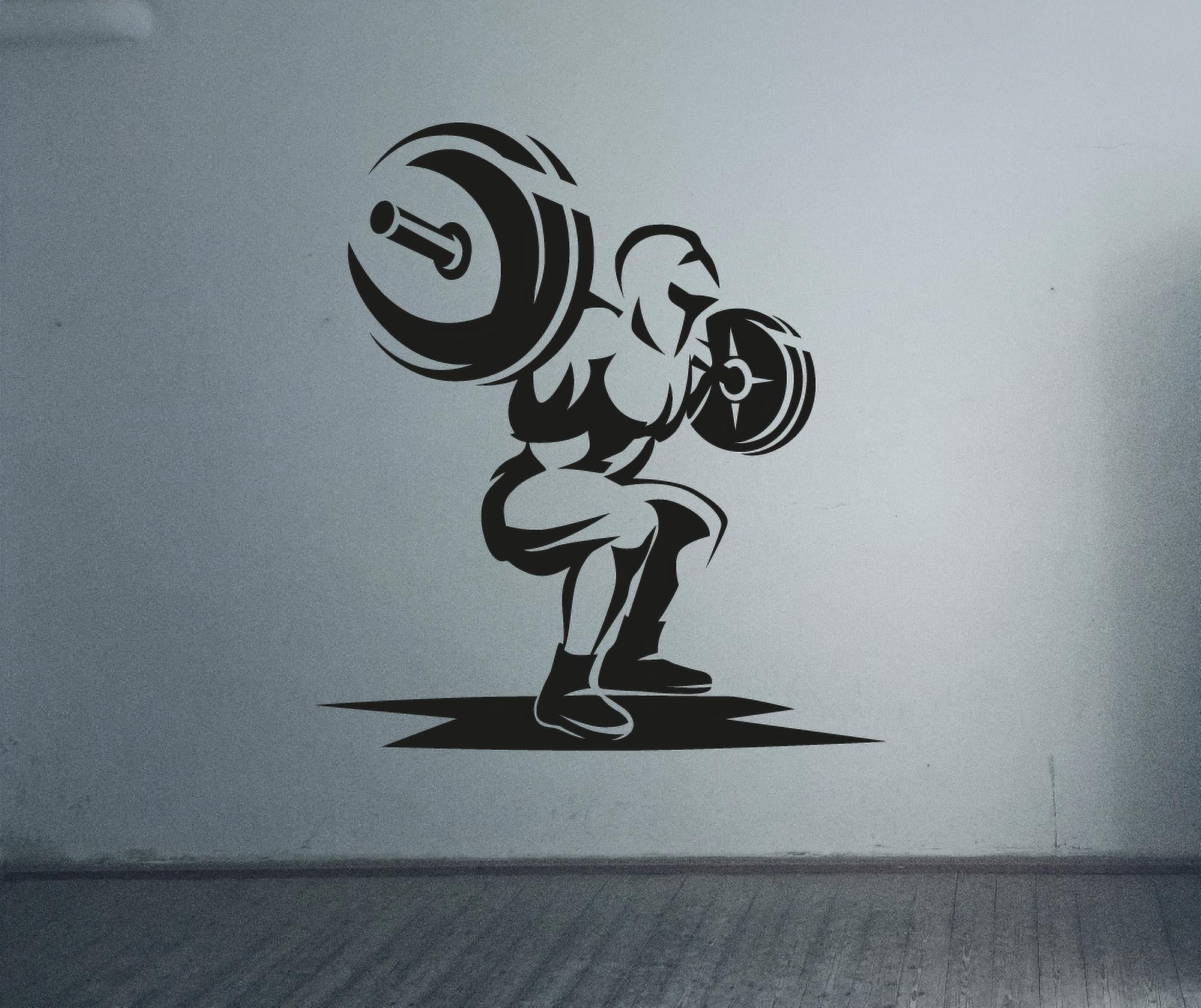 Body Builder Weight Lifting Silhouette Home Gym Wall Decor Fitness ...