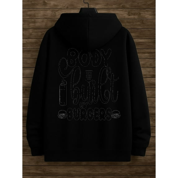 Body Built Hoodie funny hoodies Exercise mens machine washable black ...