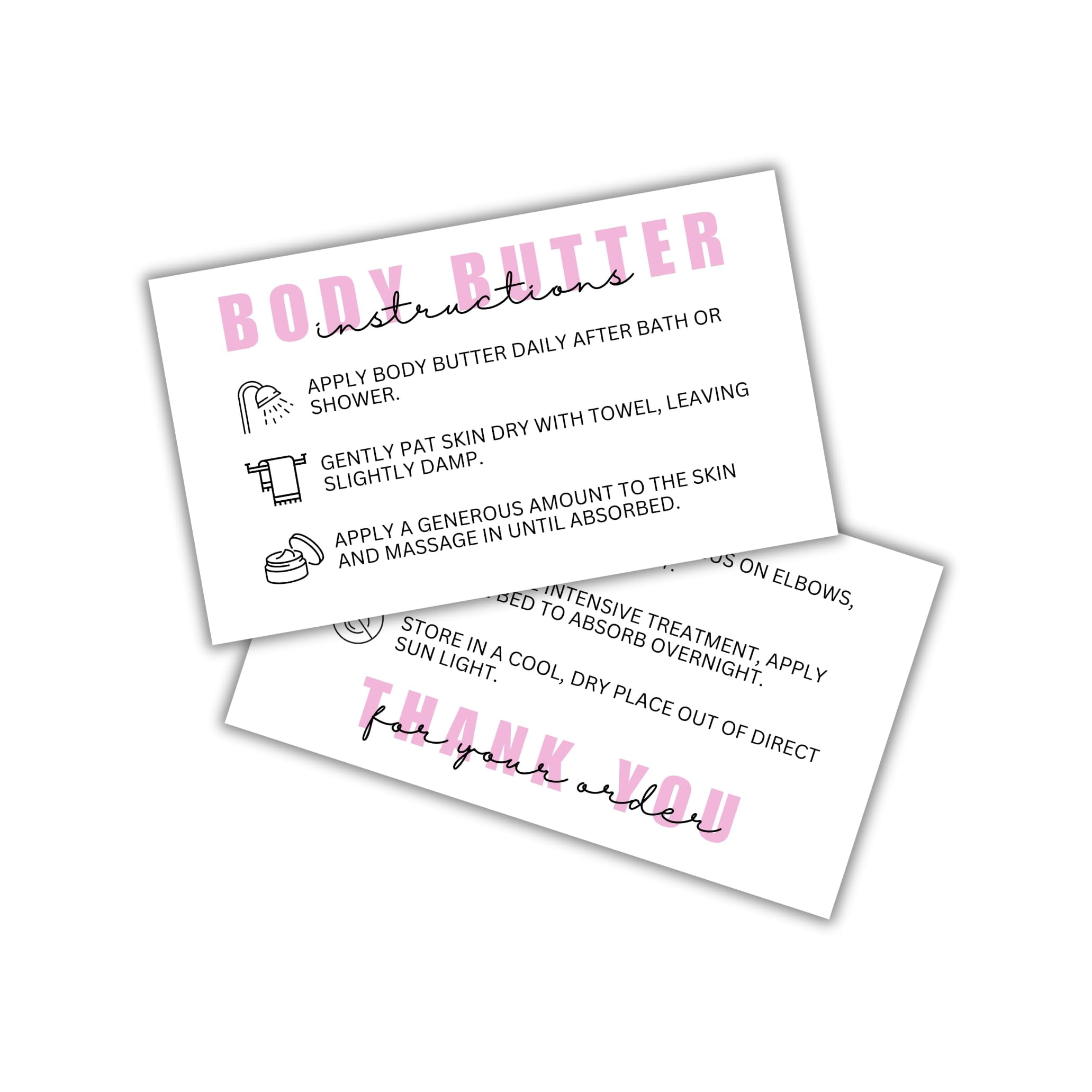 Body Butter Care Instruction Cards HYZ01 | 50 pk 2x3.5” Client ...
